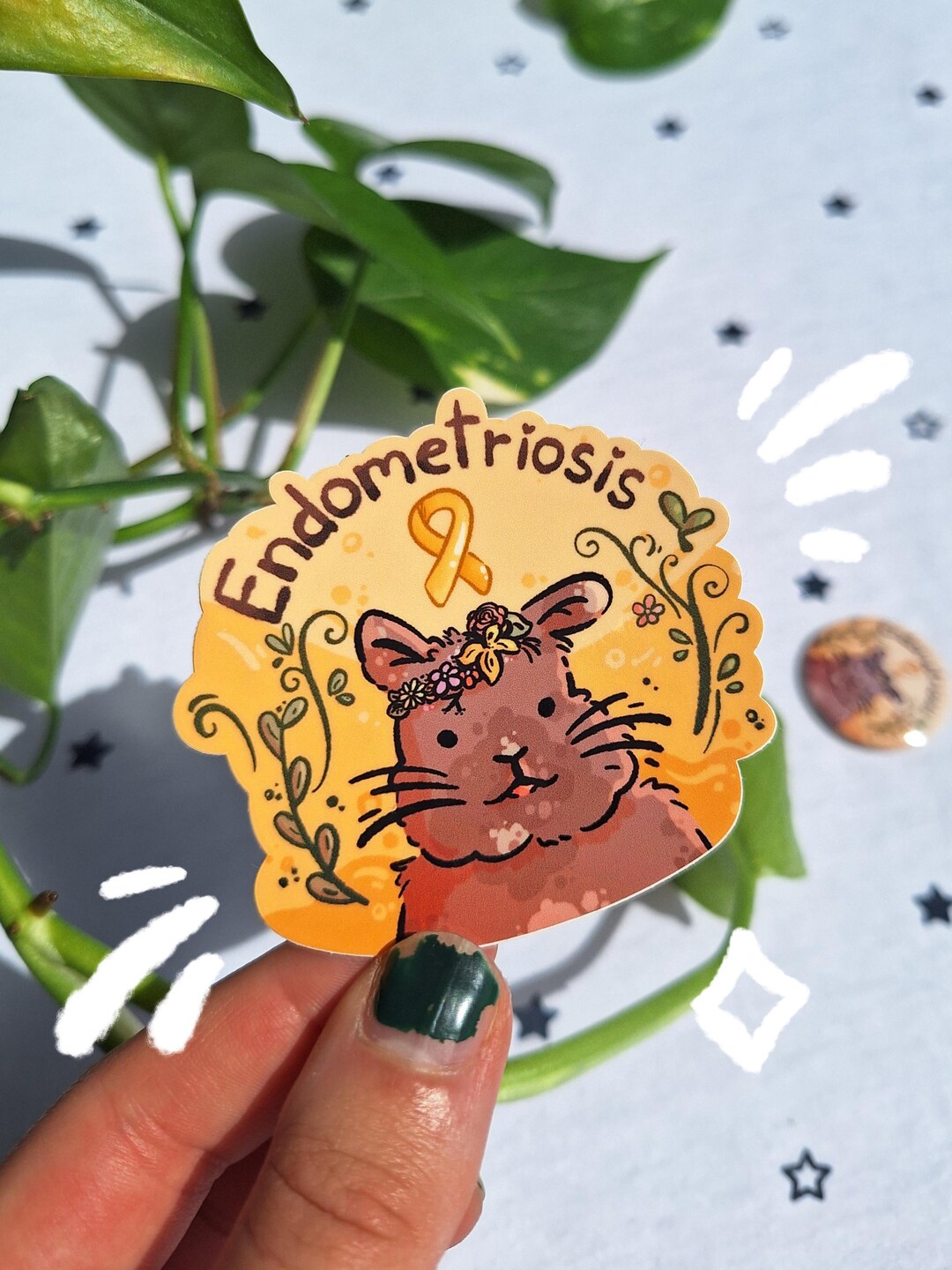 Endometriosis Chronic Illness Bunny Sticker | Adorable Invisible ...