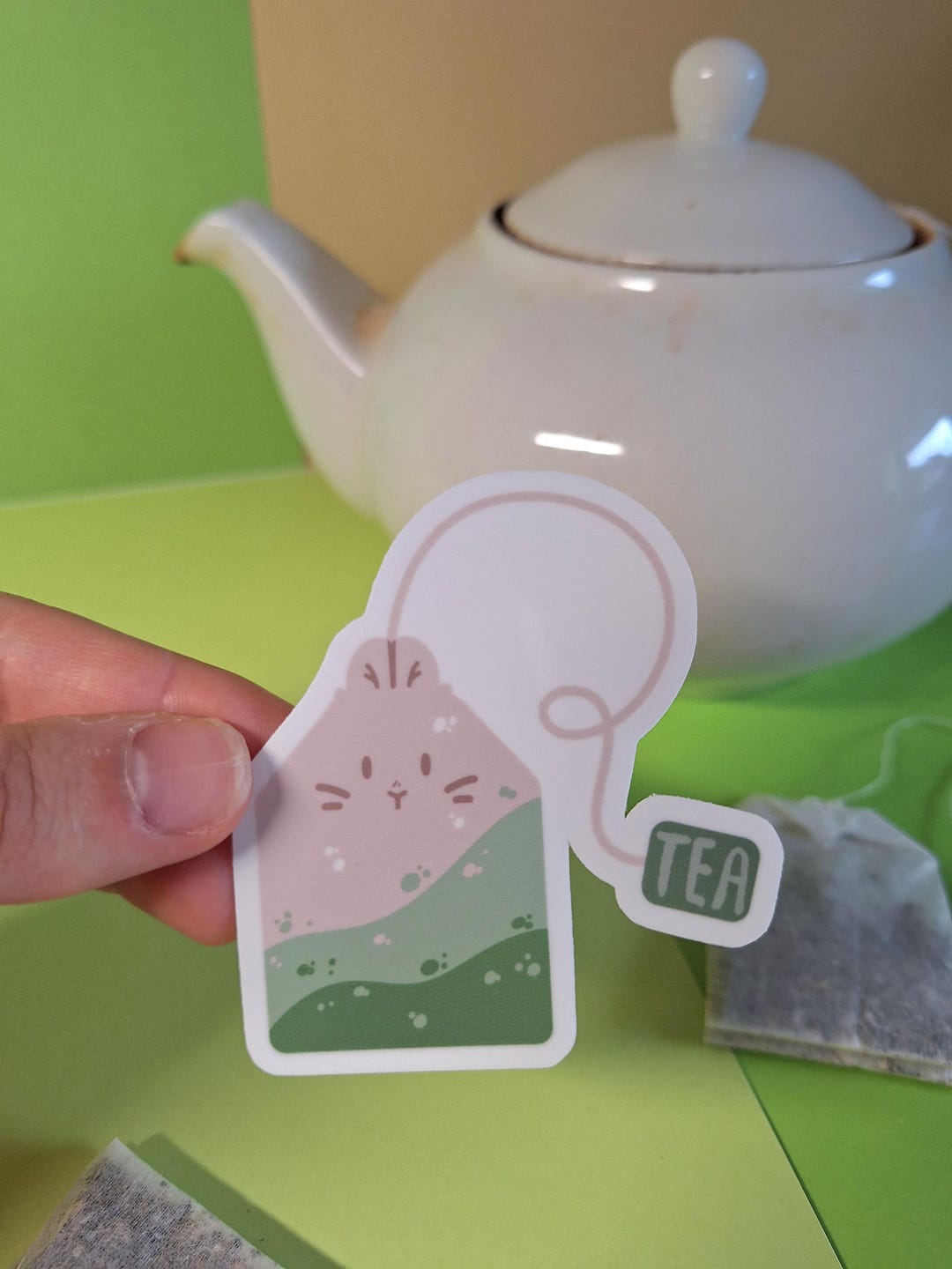 Bunny Tea Bag Sticker Adorable Rabbit Green Tea - Etsy