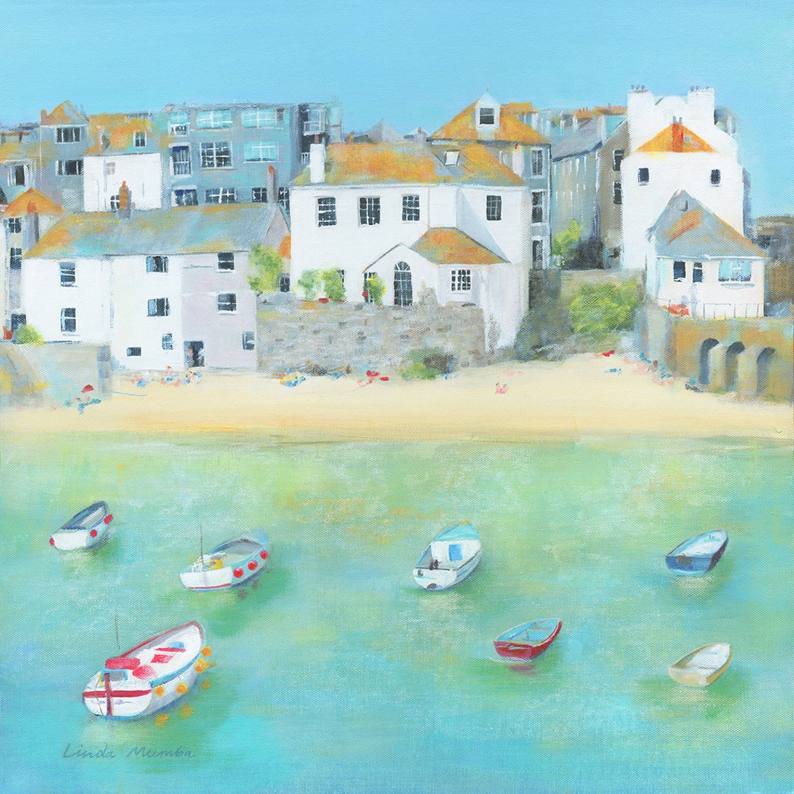 Art Print Still Waters, St Ives, Cornwall, Seascape, Harbour, Aqua Seas ...