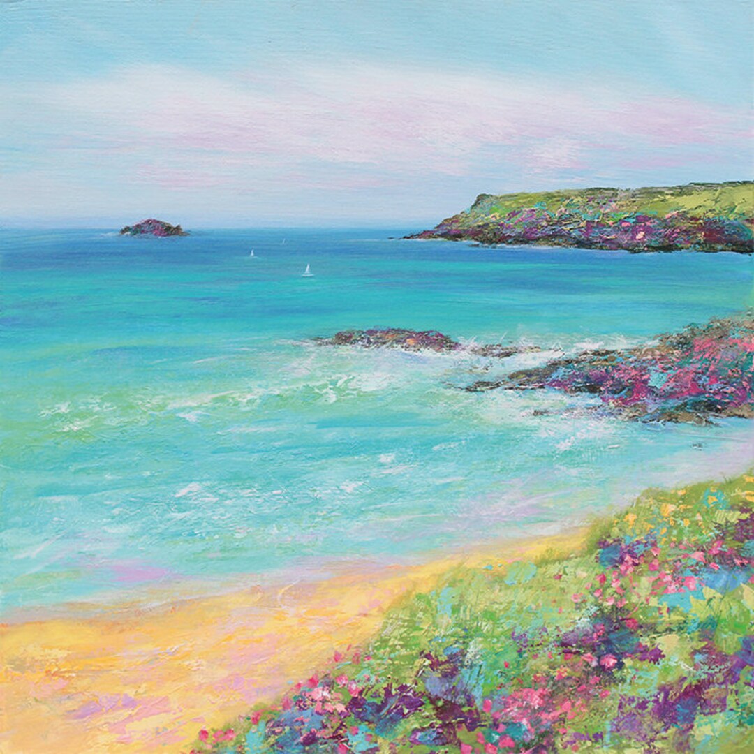Card Aqua Seas, Cornwall, Coastal Card, Beach Scene, Seascape, Coastal ...