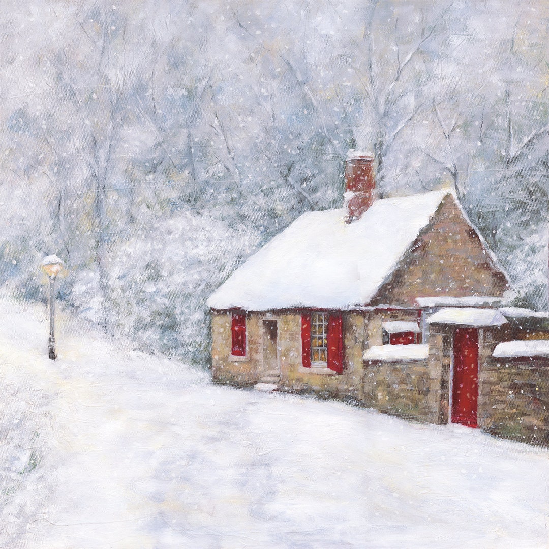 Snowy Cottage Art Print – Durham City Winter Scene - Etsy