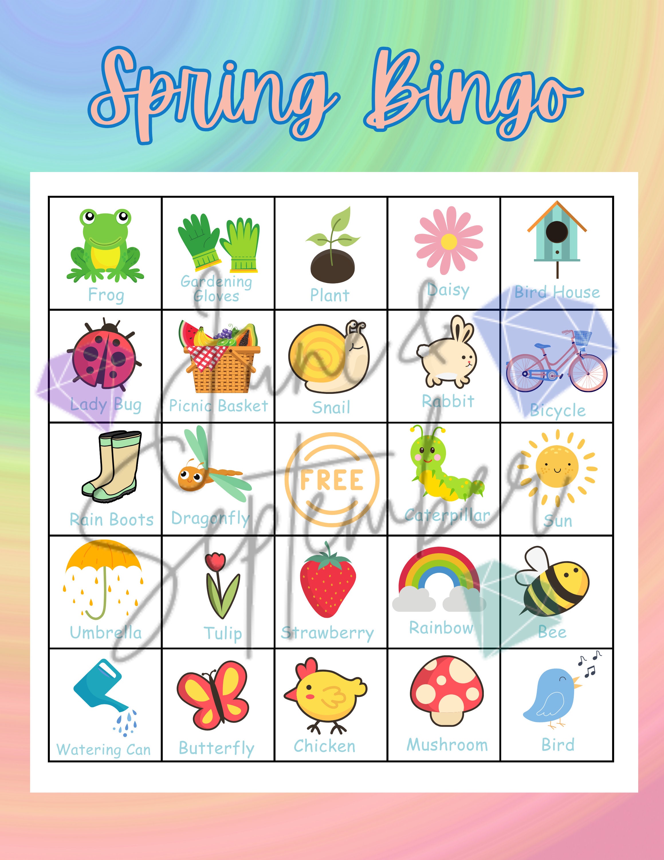 Spring Bingo Game Printable - Instant Download - Etsy