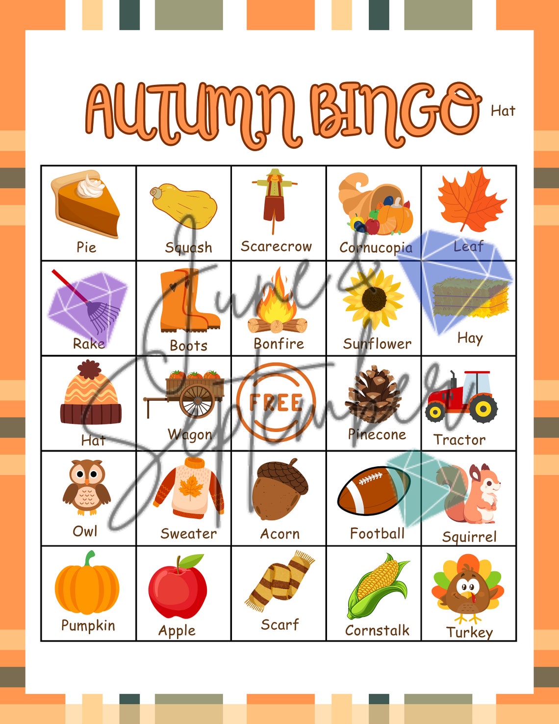 Autumn Bingo Game Printable - Instant Download - Etsy