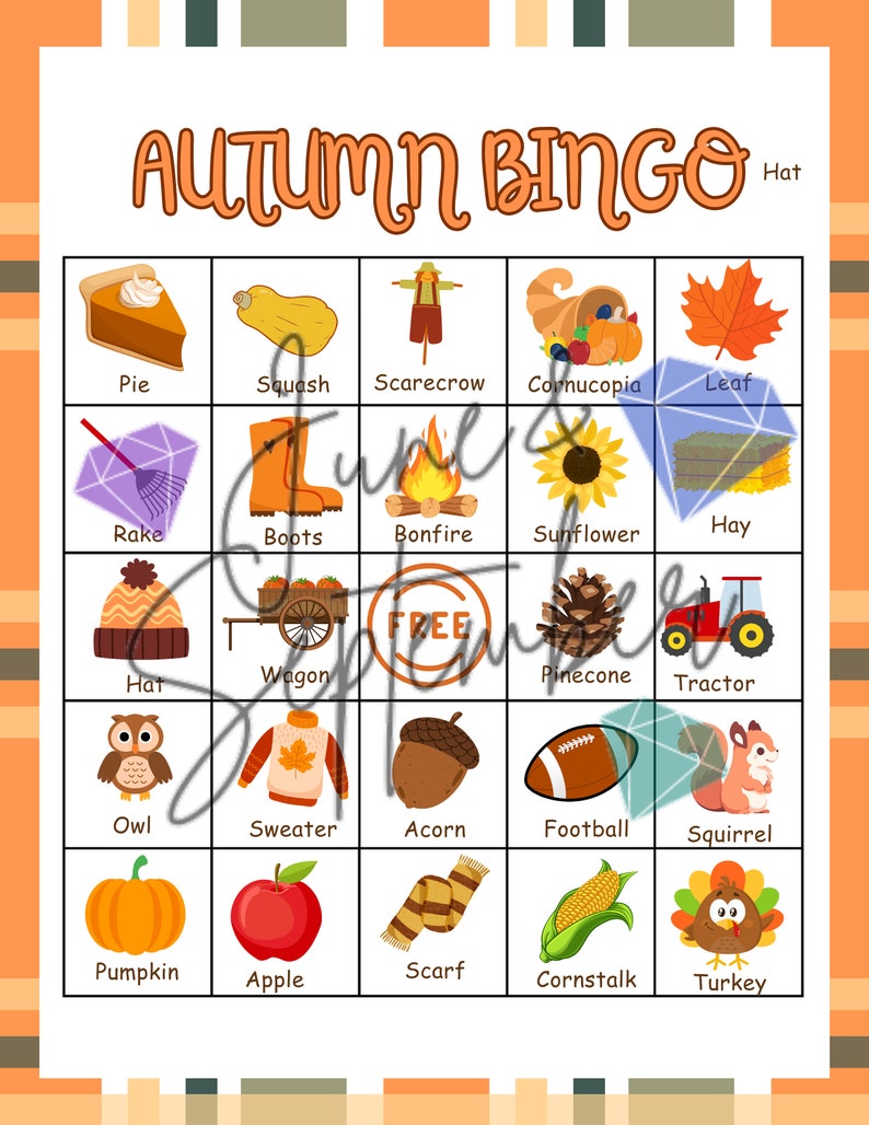 Autumn Bingo Game Printable - Instant Download - Etsy
