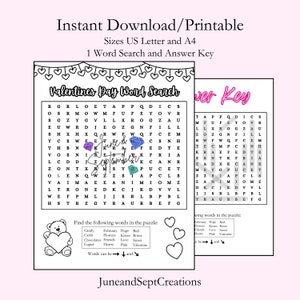 Valentines Day Word Search Printable - Instant Download, Coloring Page ...