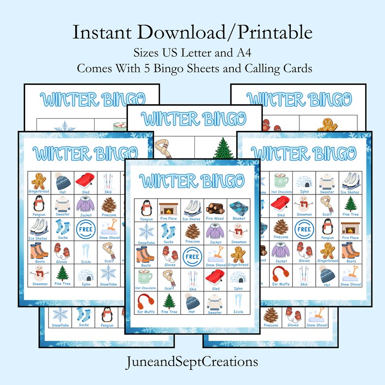 Winter Bingo Game Printable - Instant Download - Etsy