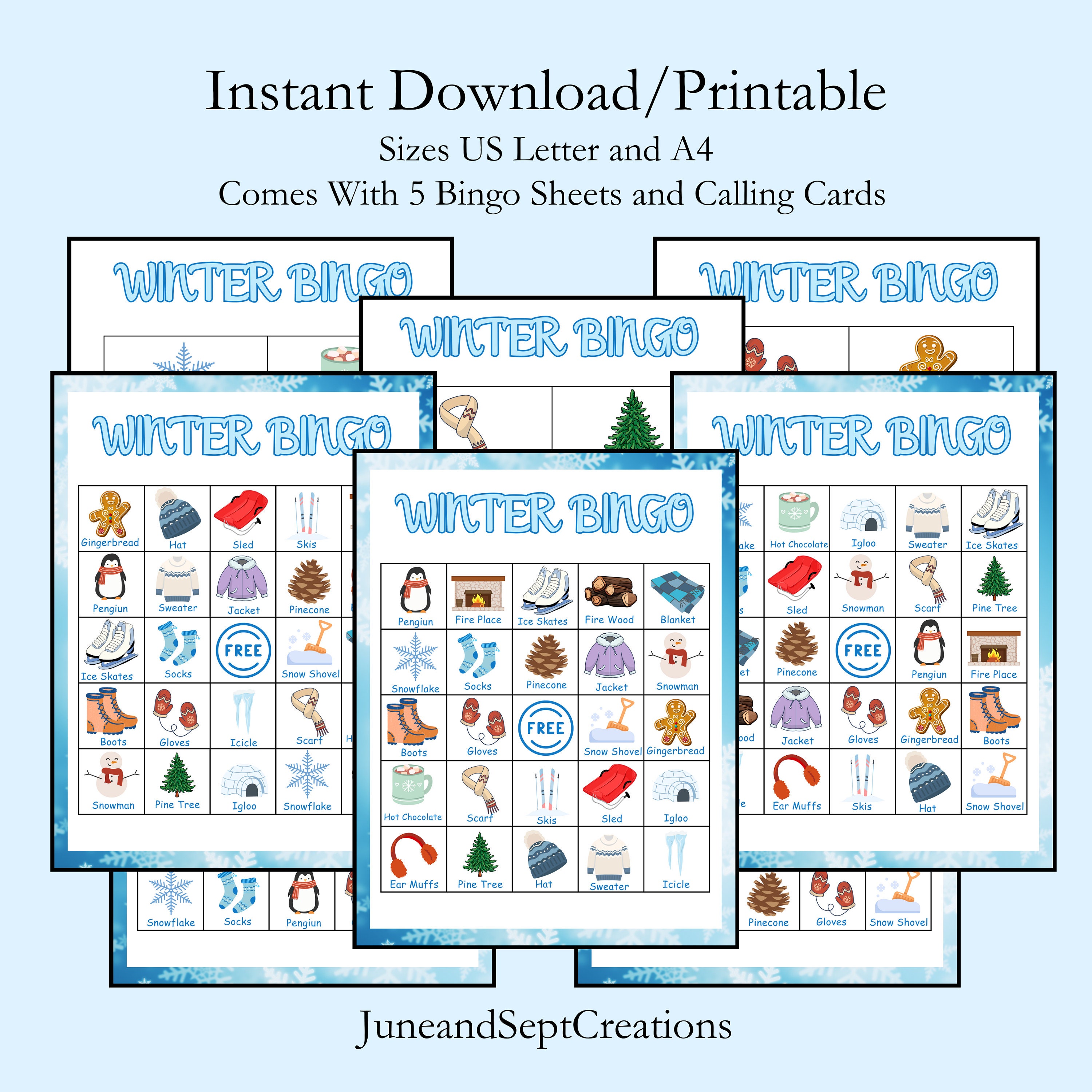 Winter Bingo Game Printable - Instant Download - Etsy
