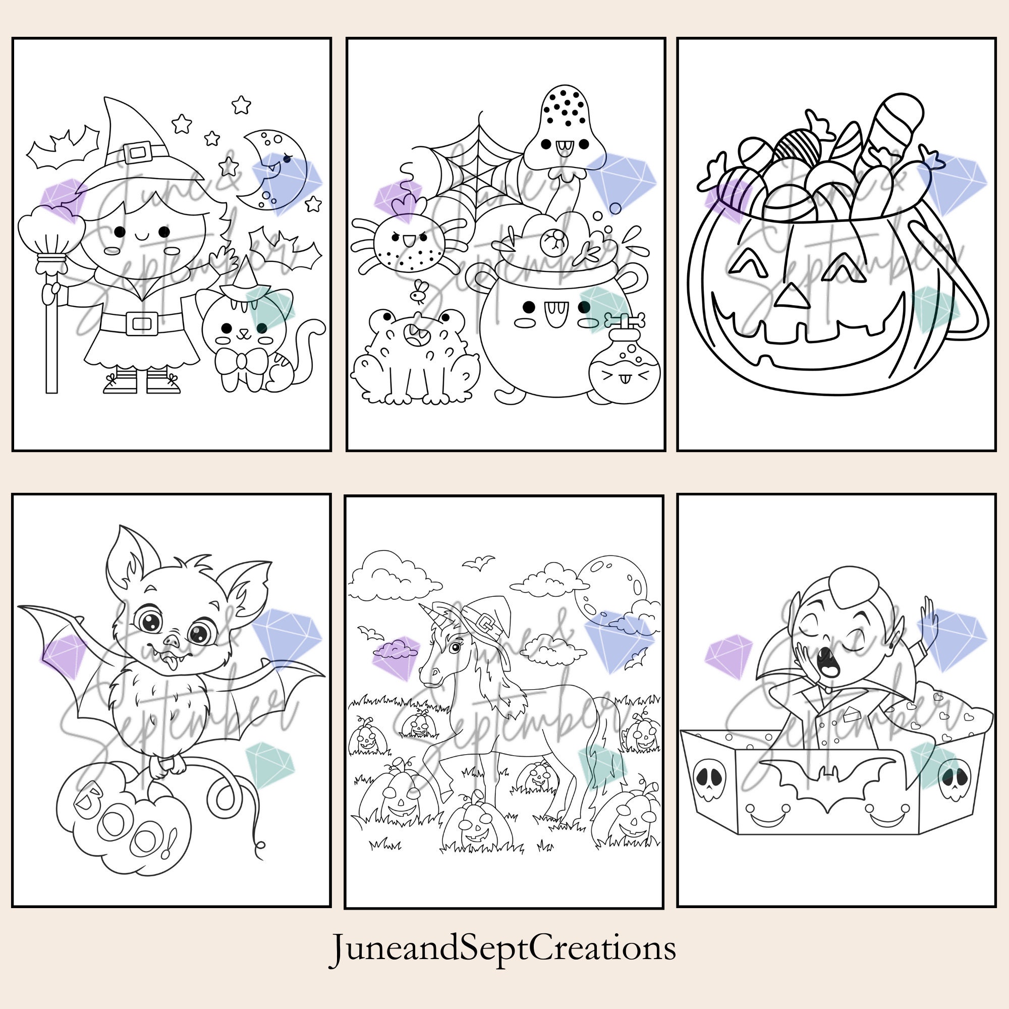 Hallowing Coloring Pages Instant Download - Etsy