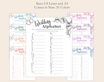 Abc Wedding Items Printable Bridal Shower Abc Alphabet Words Game ...