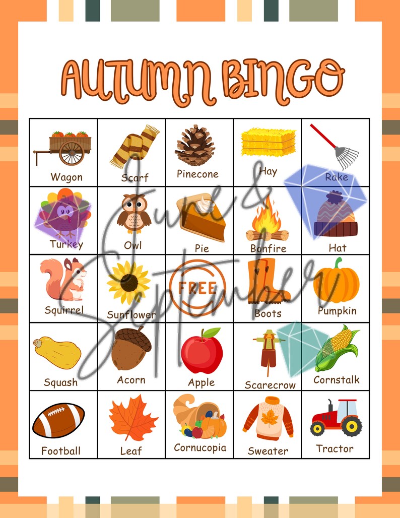 Autumn Bingo Game Printable - Instant Download - Etsy