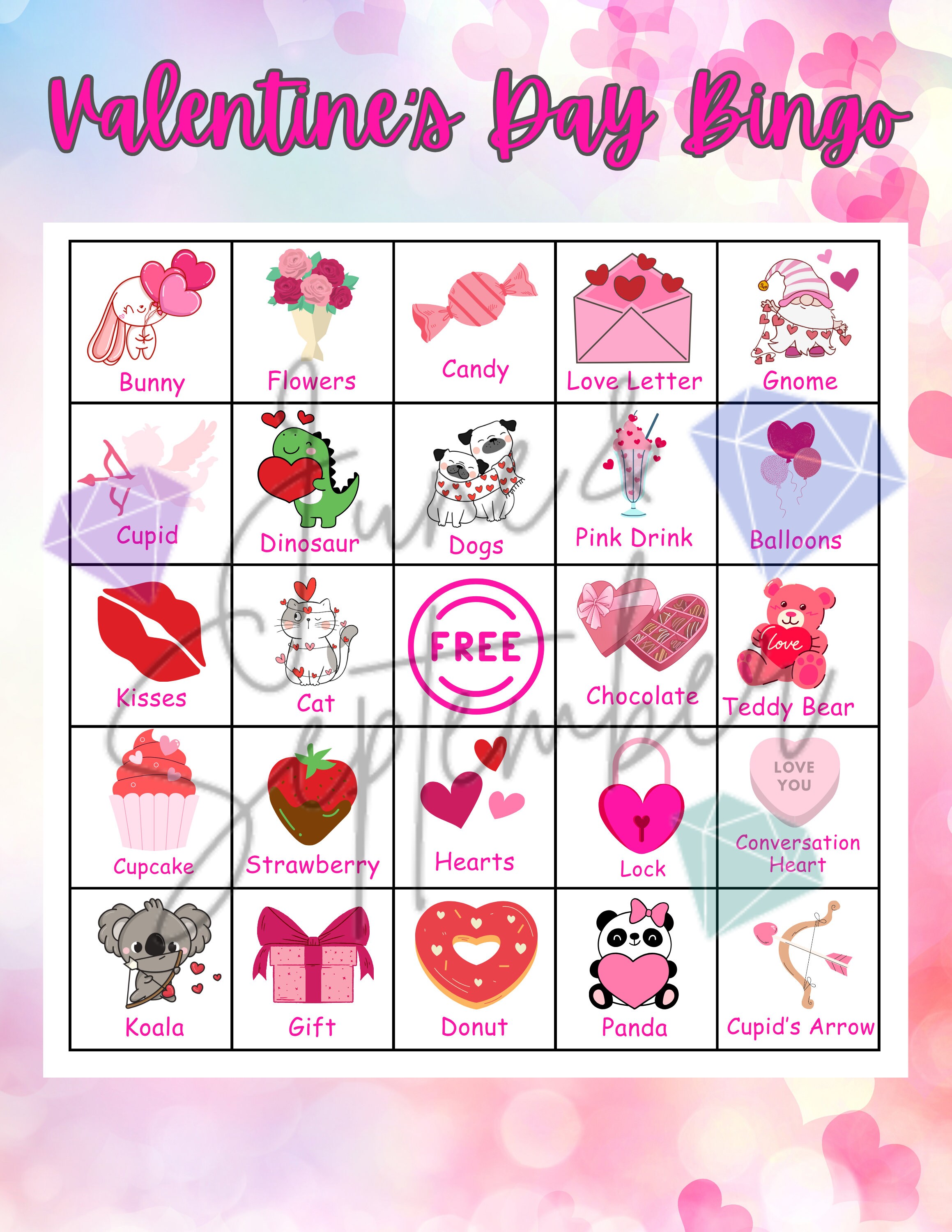 Valentines Bingo Game Printable Instant Download - Etsy