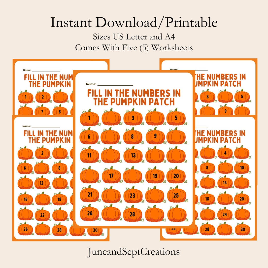 Fill in the Numbers Worksheet, Fall Worksheet, Pumpkin Counting, Kids ...