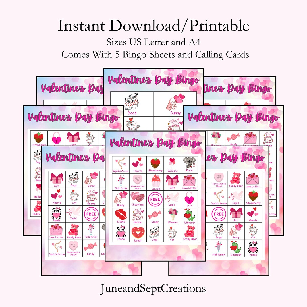 Valentines Bingo Game Printable Instant Download - Etsy