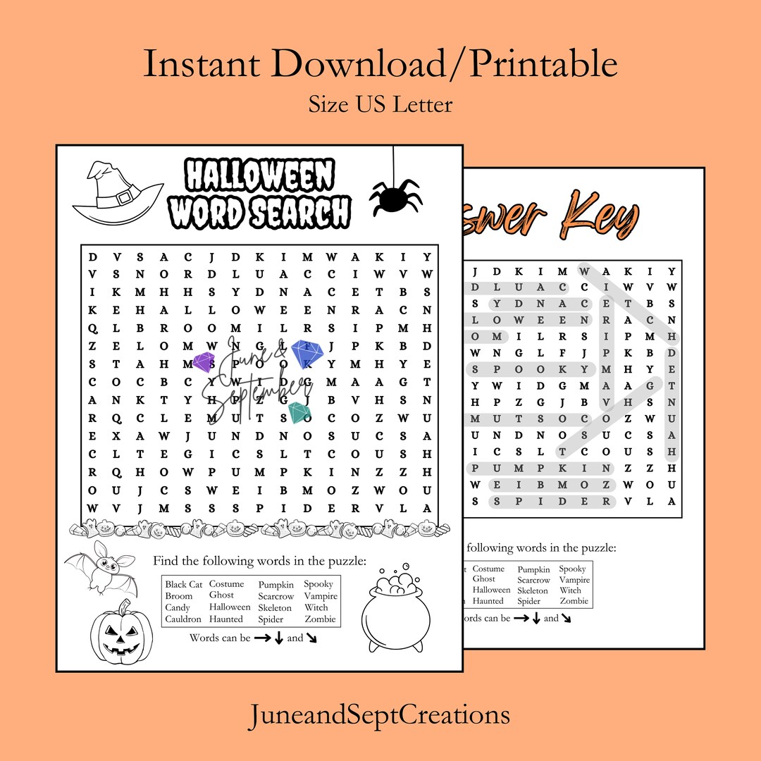 Spooky Halloween Word Search Printable - Instant Download - Etsy
