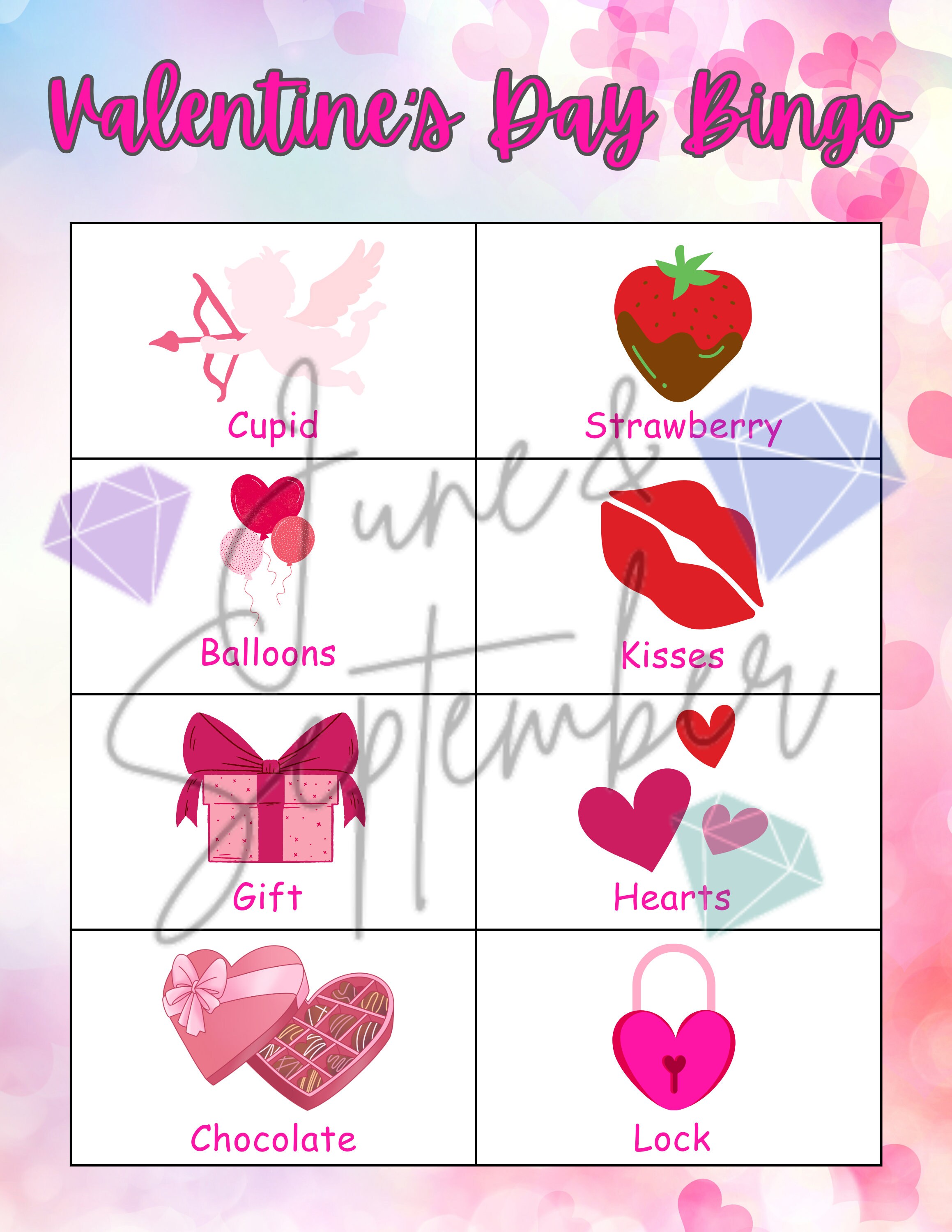 Valentines Bingo Game Printable Instant Download - Etsy