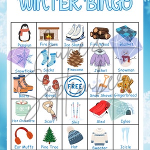 Winter Bingo Game Printable - Instant Download - Etsy