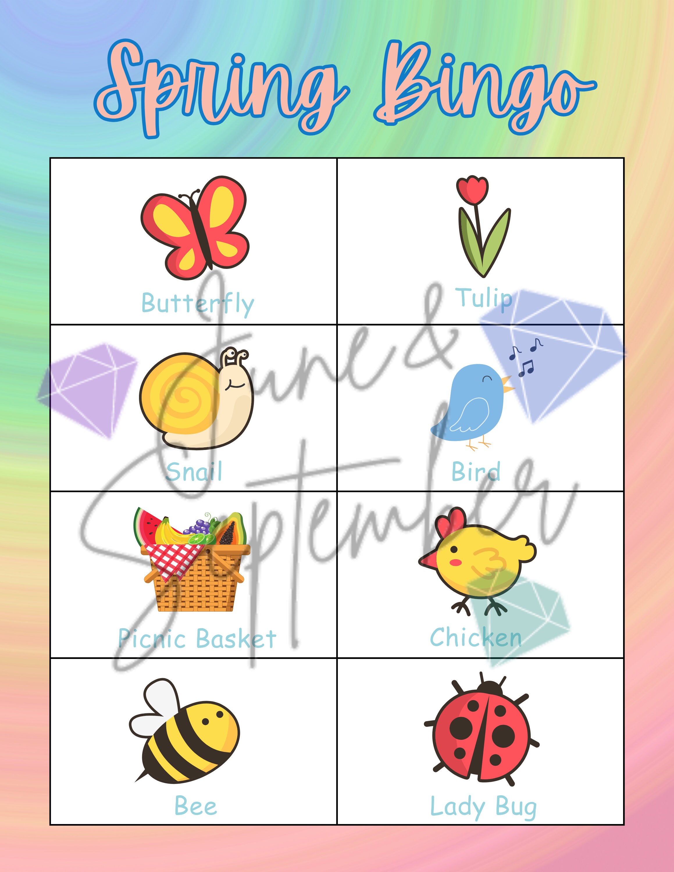 Spring Bingo Game Printable - Instant Download - Etsy