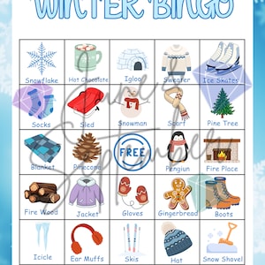 Winter Bingo Game Printable - Instant Download - Etsy