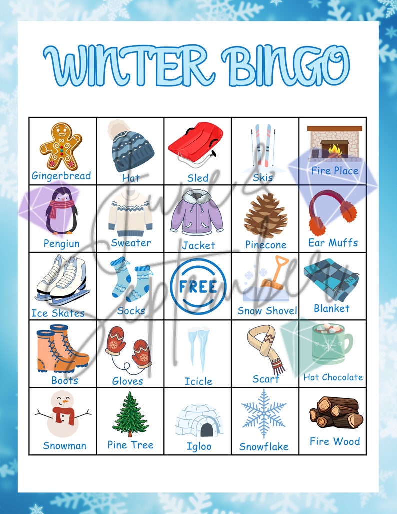 Winter Bingo Game Printable - Instant Download - Etsy