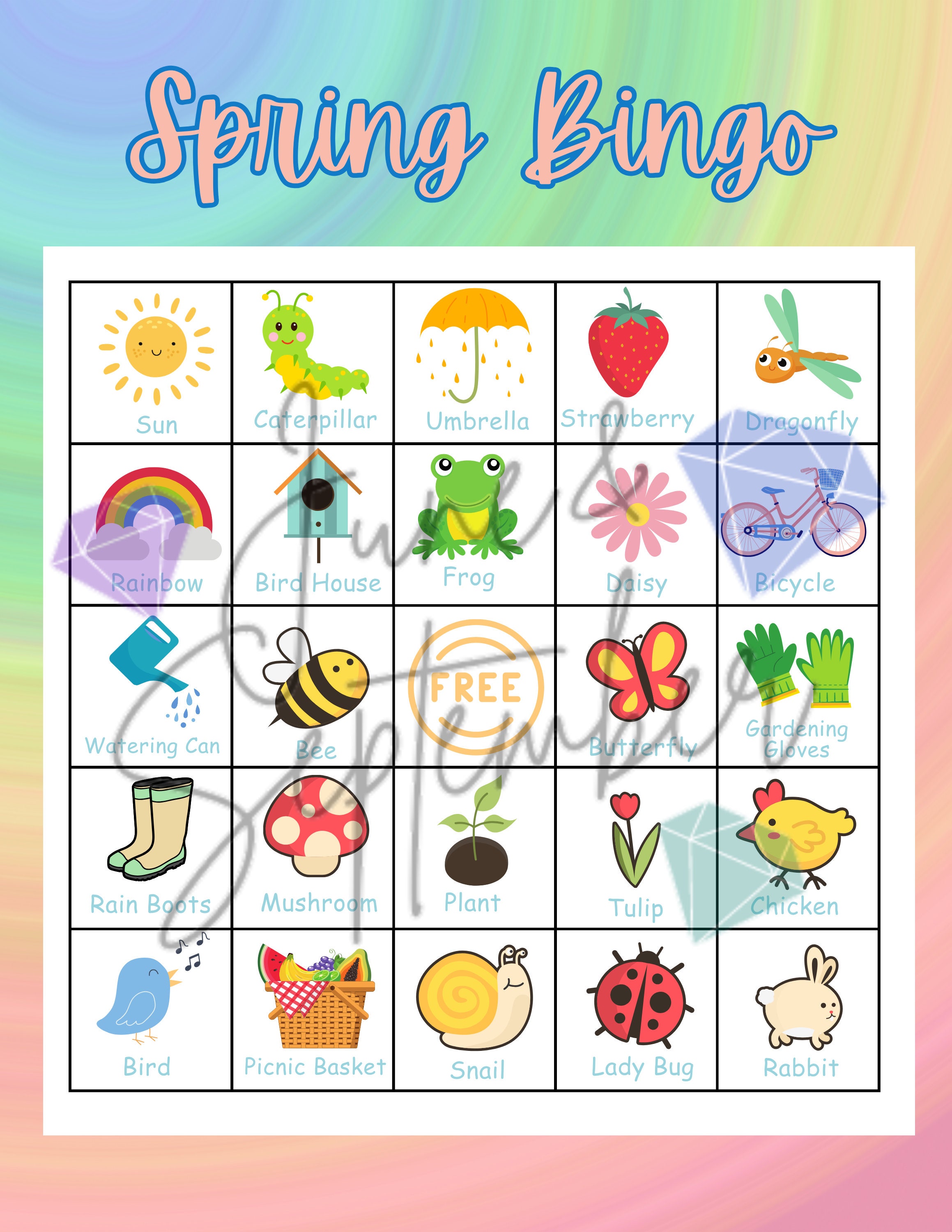 Spring Bingo Game Printable - Instant Download - Etsy
