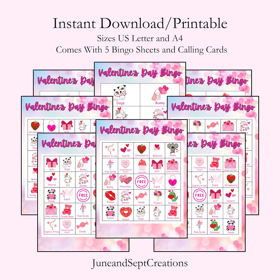 Valentines Bingo Game Printable Instant Download - Etsy