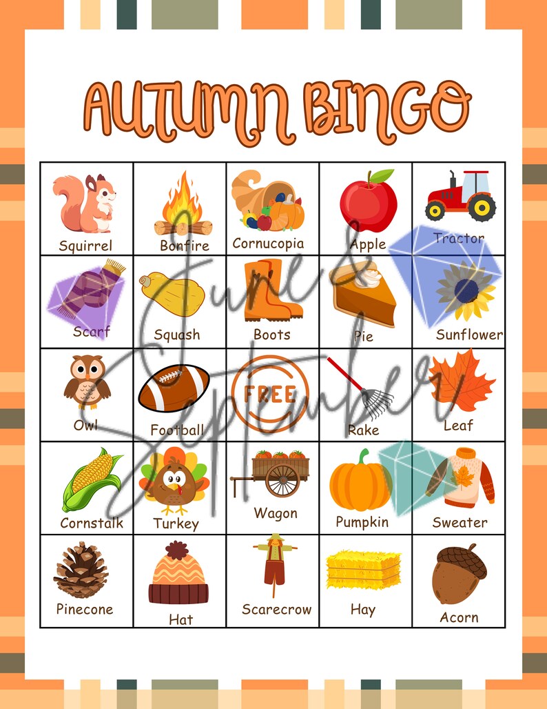 Autumn Bingo Game Printable - Instant Download - Etsy