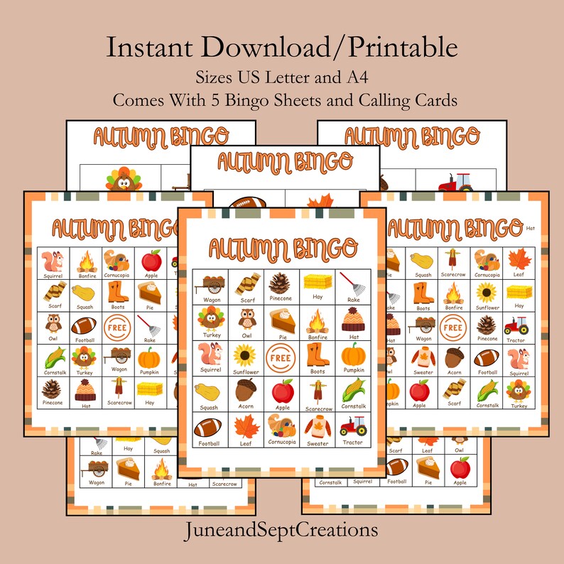 Autumn Bingo Game Printable - Instant Download - Etsy