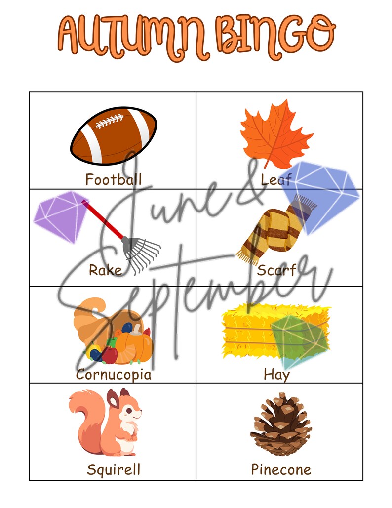 Autumn Bingo Game Printable - Instant Download - Etsy