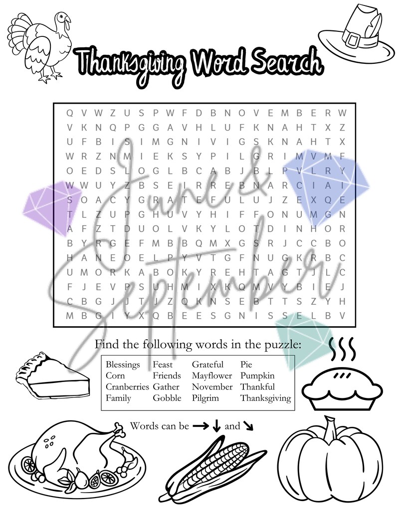 Thanksgiving Word Search Printable - Instant Download - Etsy