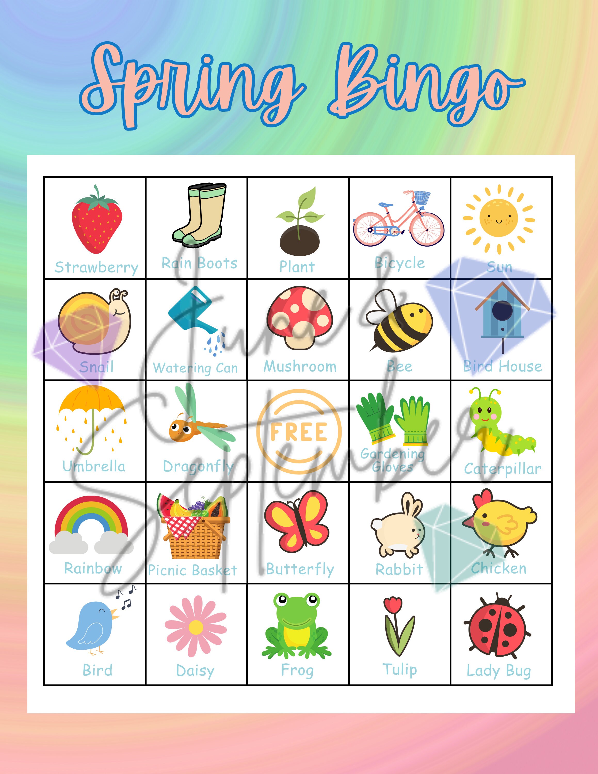 Spring Bingo Game Printable - Instant Download - Etsy