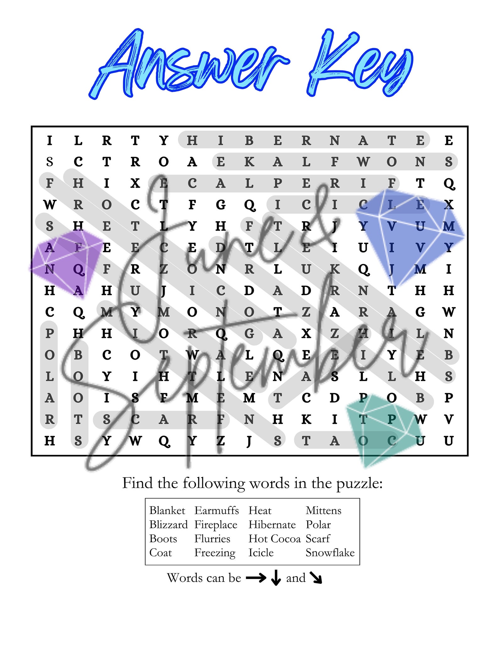 Winter Wonderland Word Search Printable - Instant Download, Coloring ...
