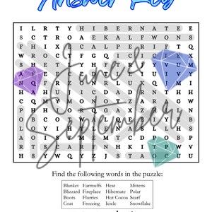 Winter Wonderland Word Search Printable Instant Download, Coloring Page ...