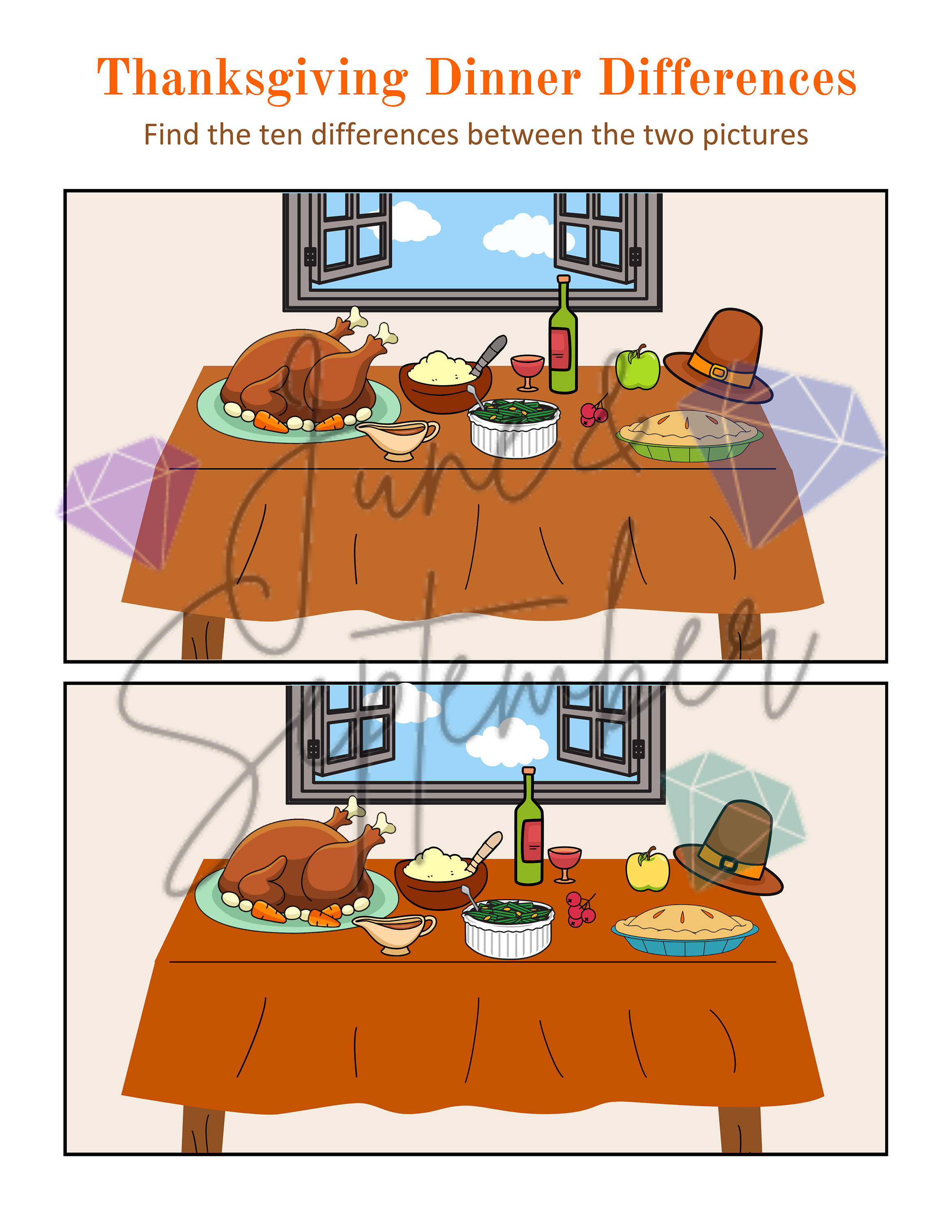 Thanksgiving Find the Differences Game - Printable Fun for All Ages - Etsy