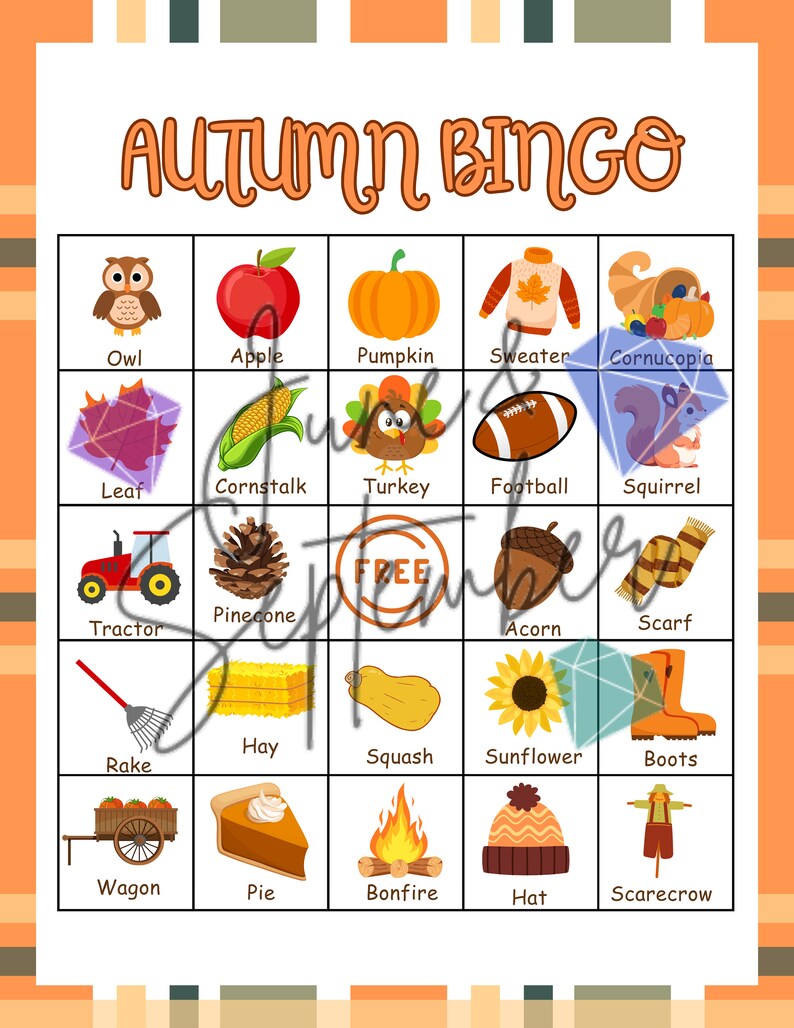 Autumn Bingo Game Printable - Instant Download - Etsy