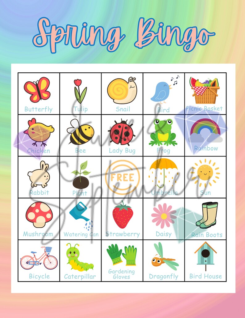Spring Bingo Game Printable Instant Download - Etsy