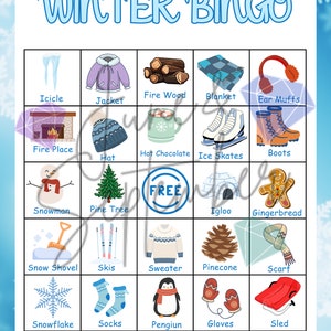 Winter Bingo Game Printable - Instant Download - Etsy