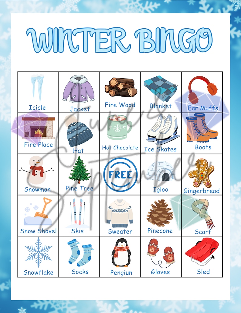 Winter Bingo Game Printable - Instant Download - Etsy
