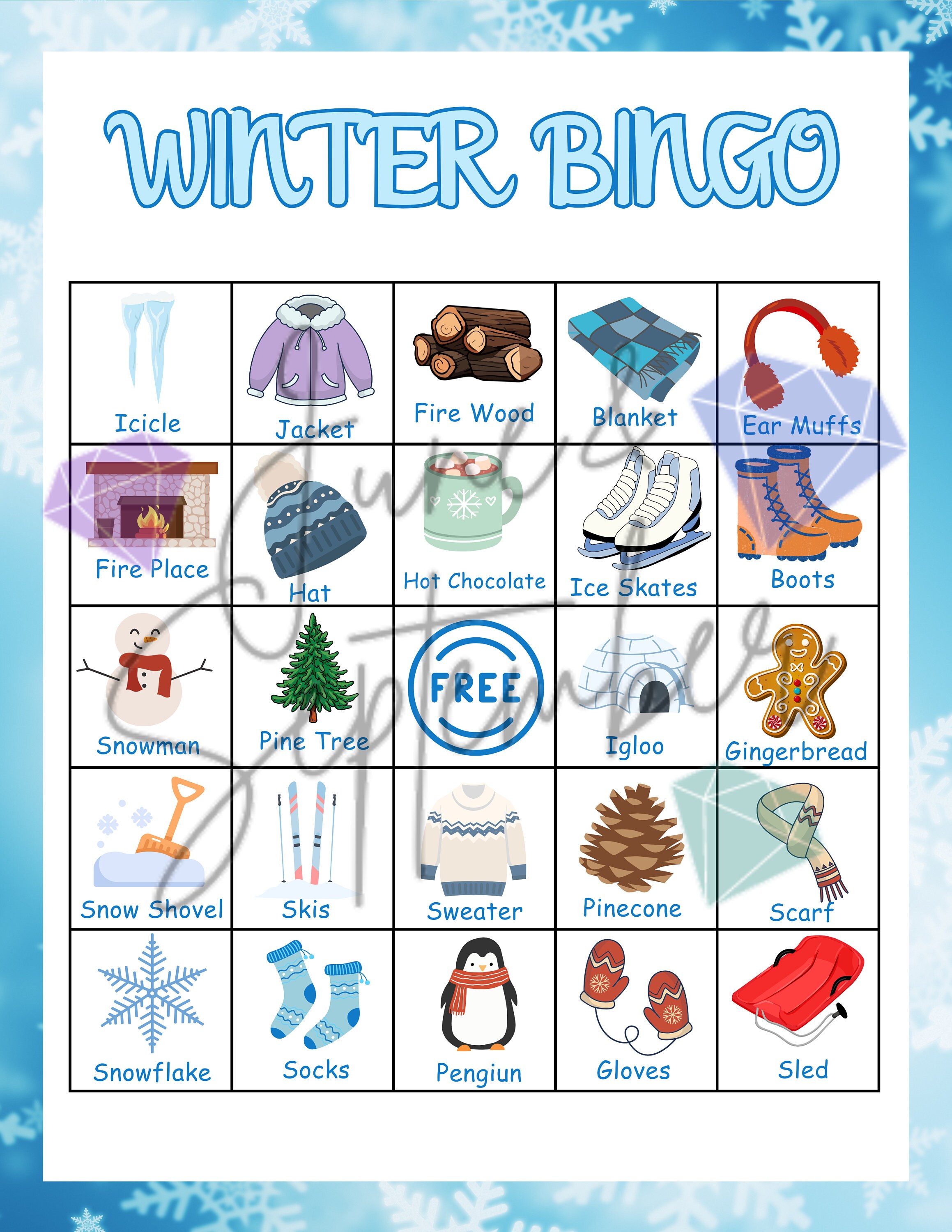 Winter Bingo Game Printable - Instant Download - Etsy