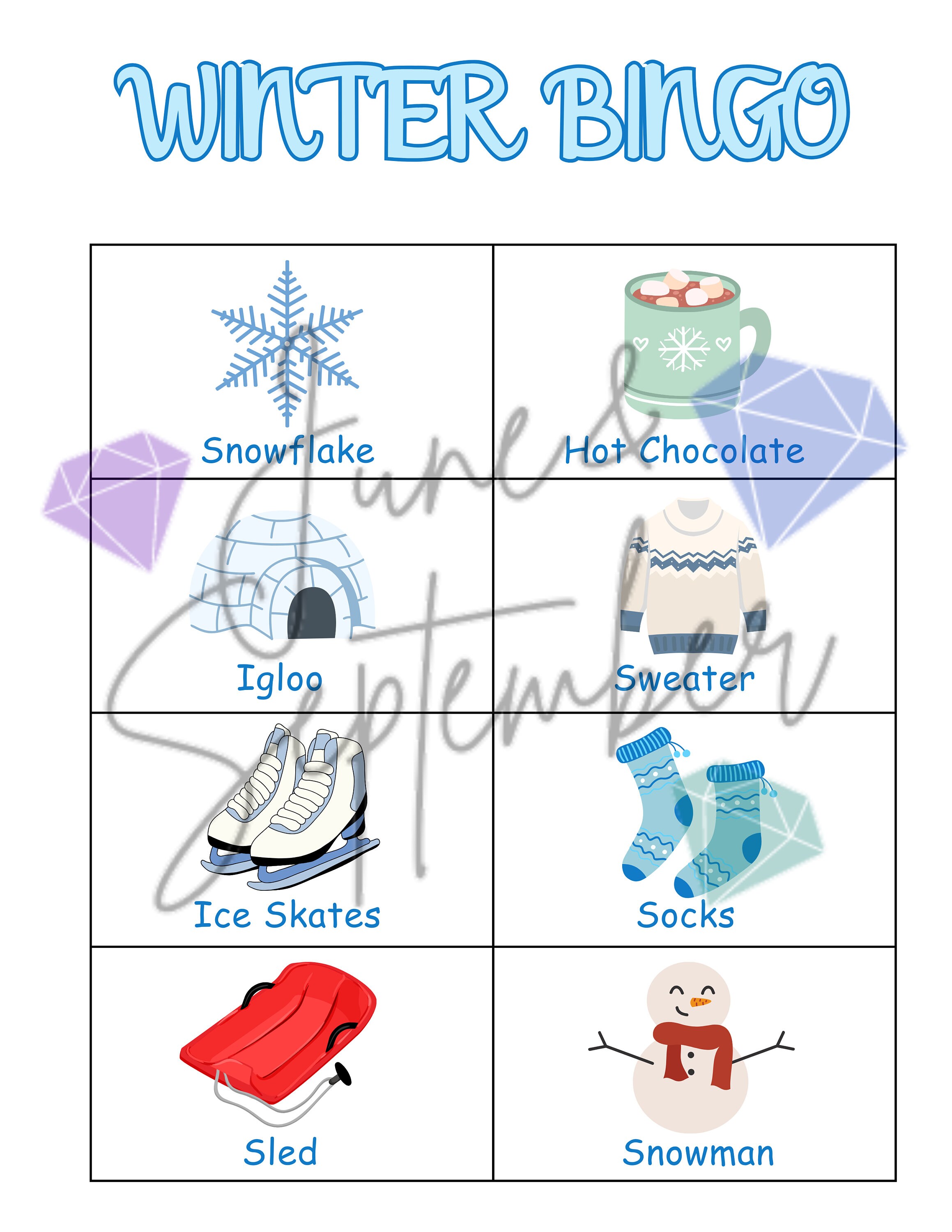 Winter Bingo Game Printable - Instant Download - Etsy
