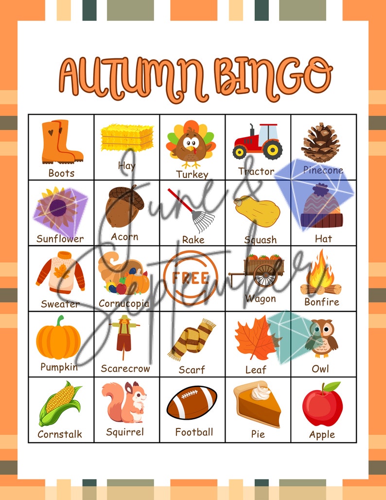 Autumn Bingo Game Printable - Instant Download - Etsy