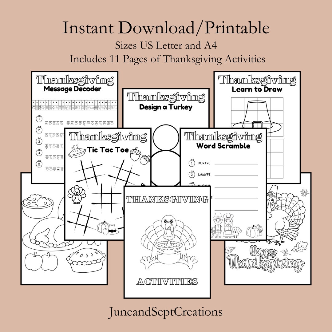 Thanksgiving Digital Activities Bundle - Coloring Page, Word Scramble ...