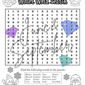 Winter Wonderland Word Search Printable Instant Download, Coloring Page ...