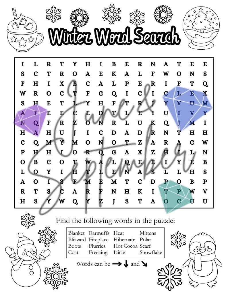 Winter Wonderland Word Search Printable Instant Download, Coloring Page ...