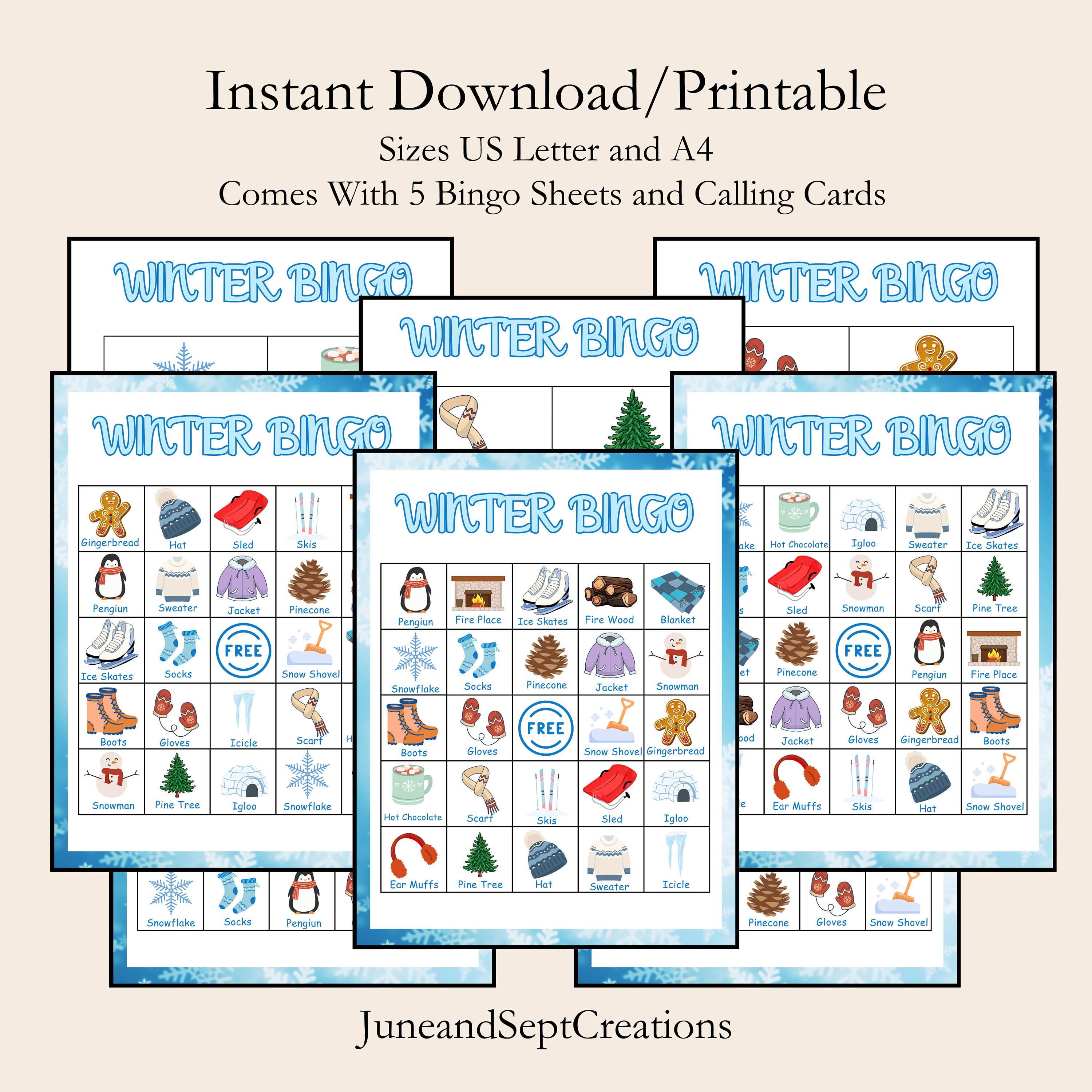 Winter Bingo Game Printable Instant Download - Etsy