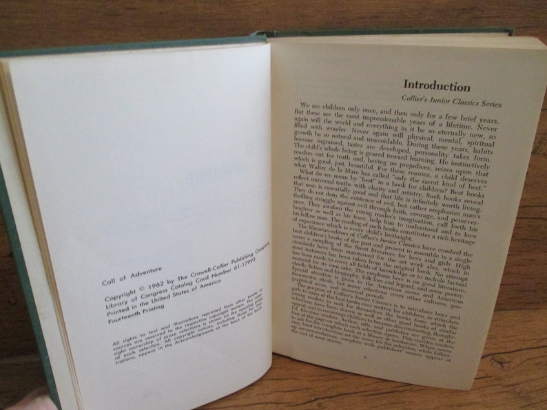 Vintage Collier's Junior Classics Call of Adventure - Etsy