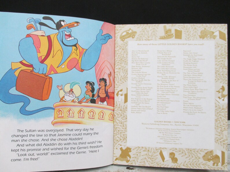Disney's Aladdin A Little Golden Book, Vintage Hardcover Children's ...