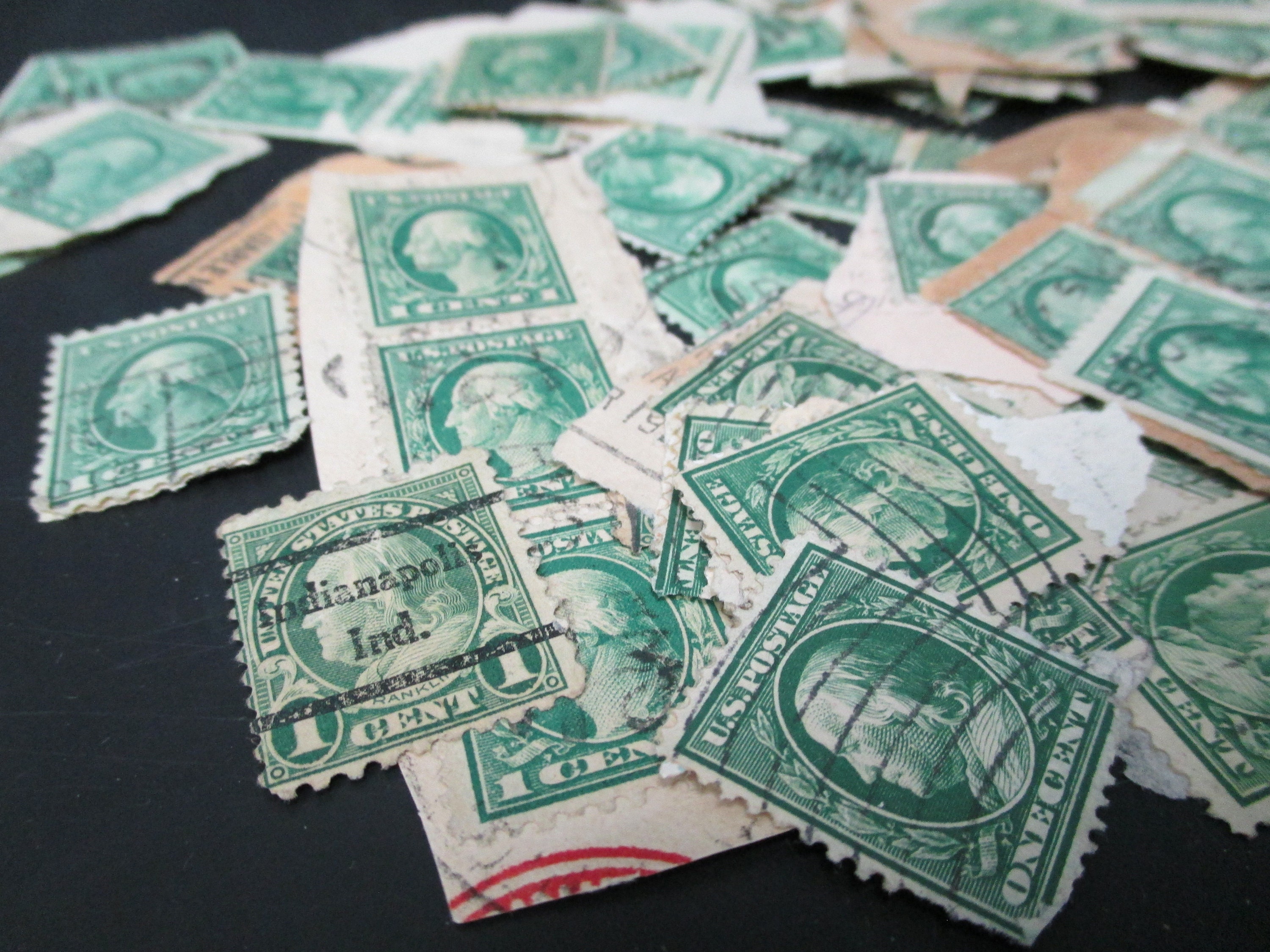 101 Vintage Stamps, United States Postage Stamp Collection, Green ...