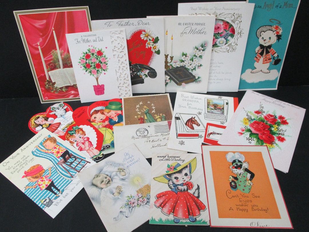 Vintage Greeting Card LOT, Vintage Valentine, Vintage Birthday Cards ...
