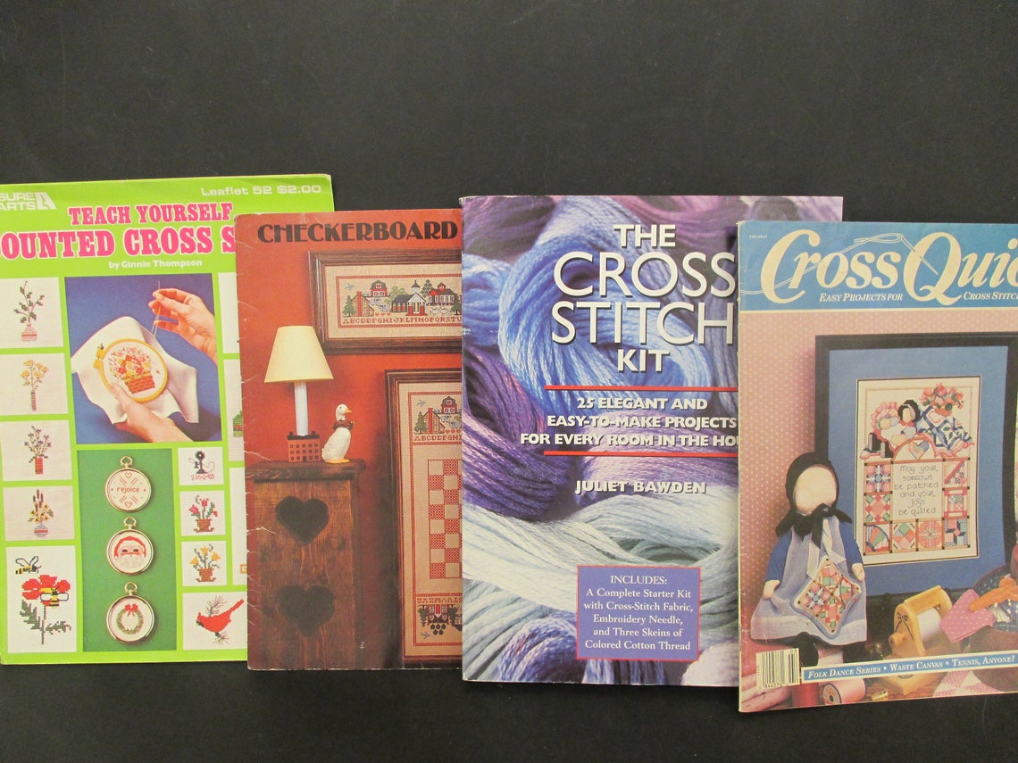 Lot of 4 Cross Stitch Books, Secondmousefinds - Etsy