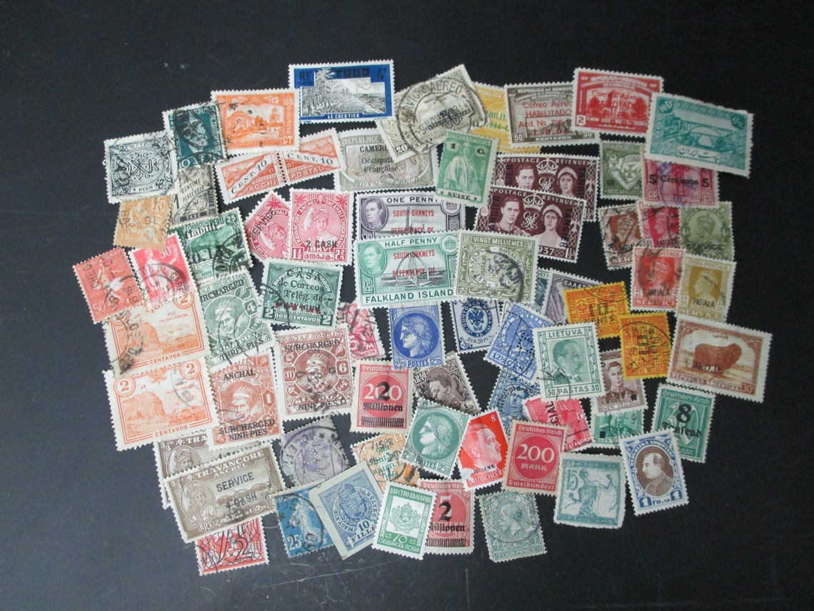 70 Vintage Stamps, International Stamp Collection, Ephemera Collection ...